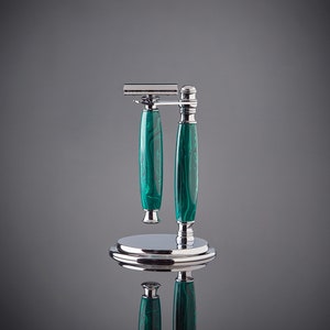 Shaving Set Razor and Stand Made From Genuine Malachite Stone - Etsy