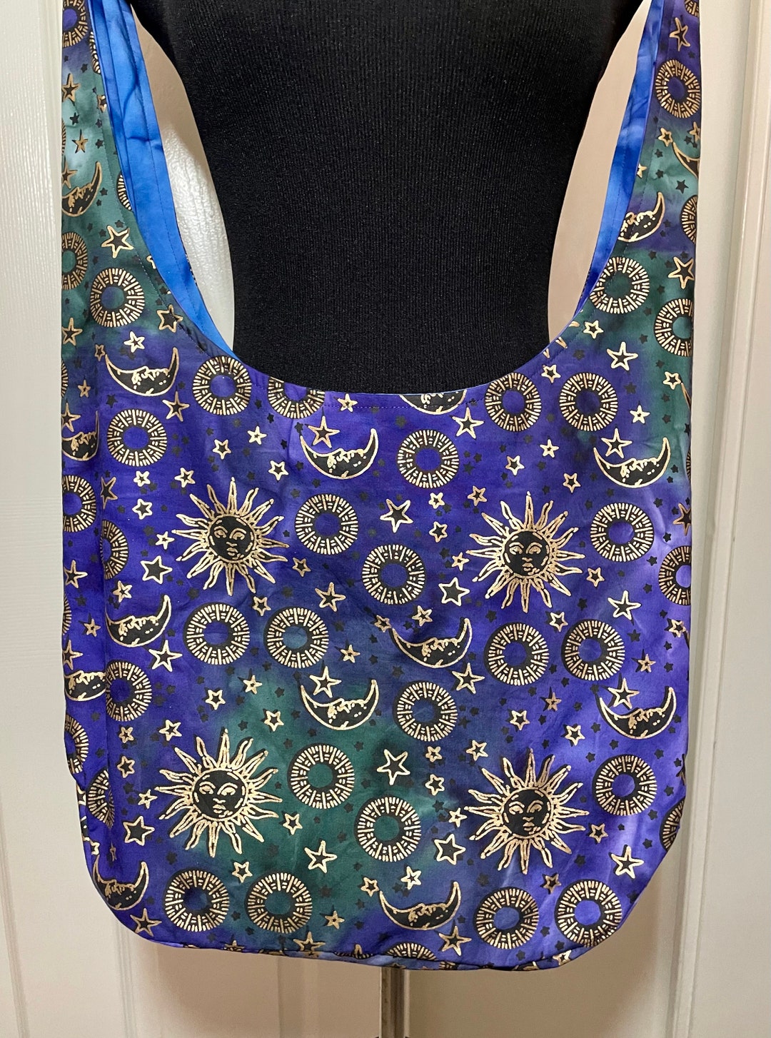 Sun and Moon Celestial Crossbody, Celestial Batik Crossbody Bag, Purple ...