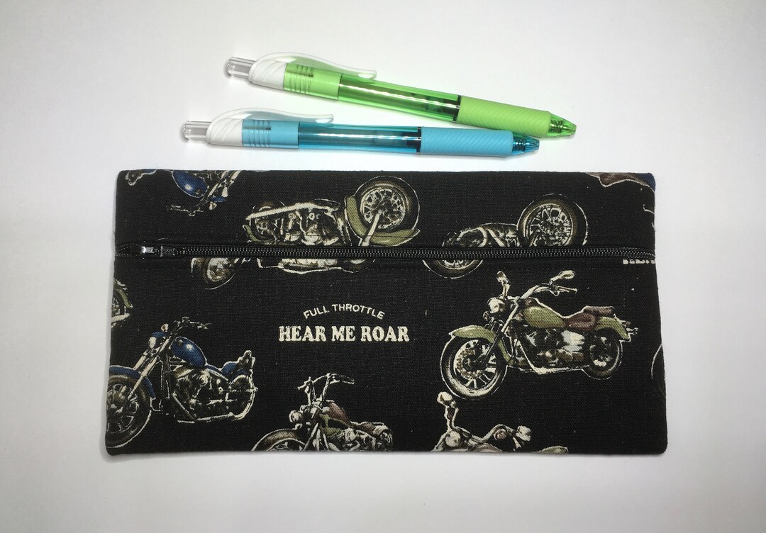 Motorcycle Pencil Bag Vintage Motorcycle Zipper Pouch - Etsy