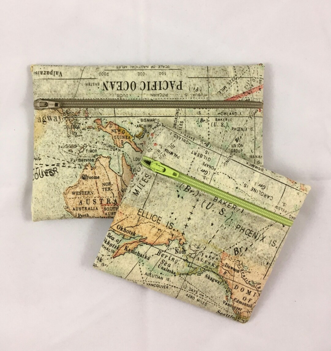 World Map Zipper Bag Set, World Map Coin Purse Set - Etsy