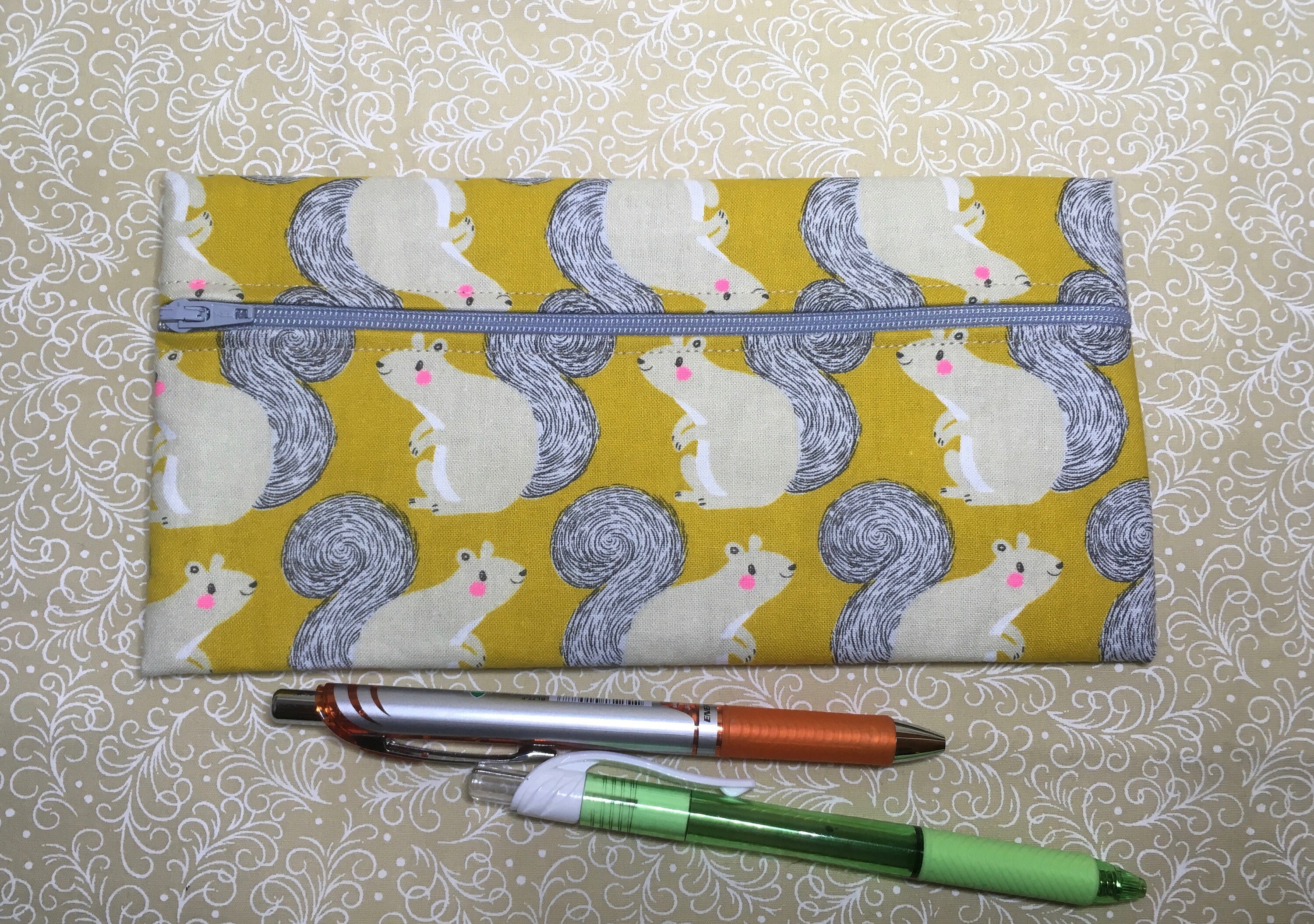 Cute Squirrel Pencil Bag Cute Gray Squirrels on Mustard - Etsy UK