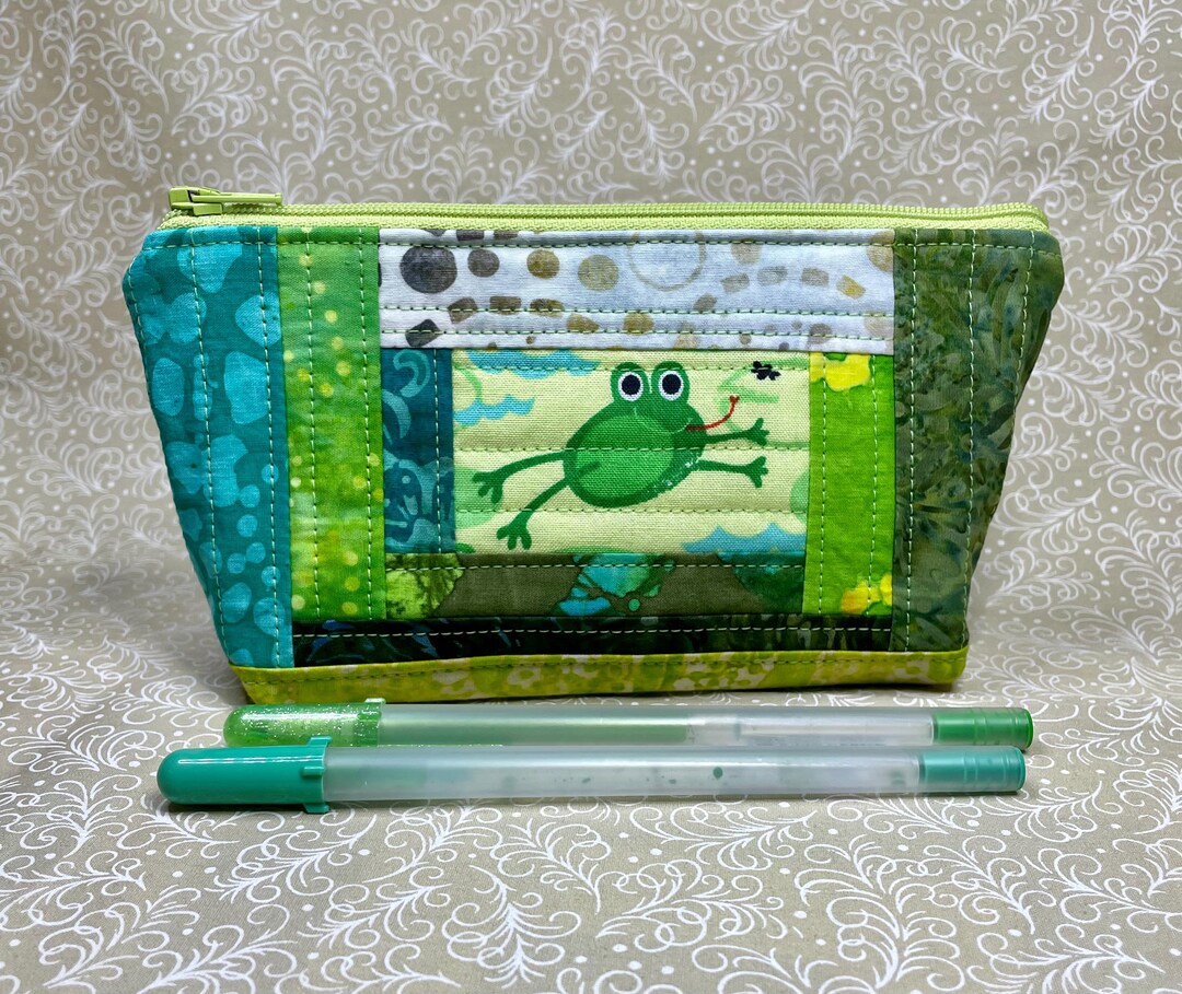 Happy Frogs Batik Mini A-frame Zipper Bag, Frog Pouch, Quilted From ...