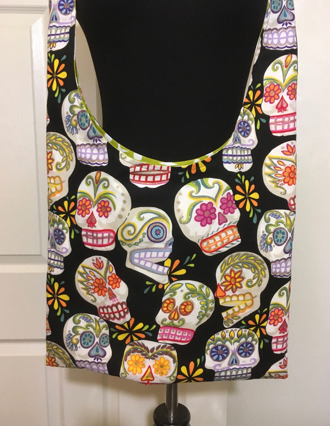 Glitter Sugar Skulls Sling Bag, Day of the Dead Hobo Hippie Bag - Etsy ...