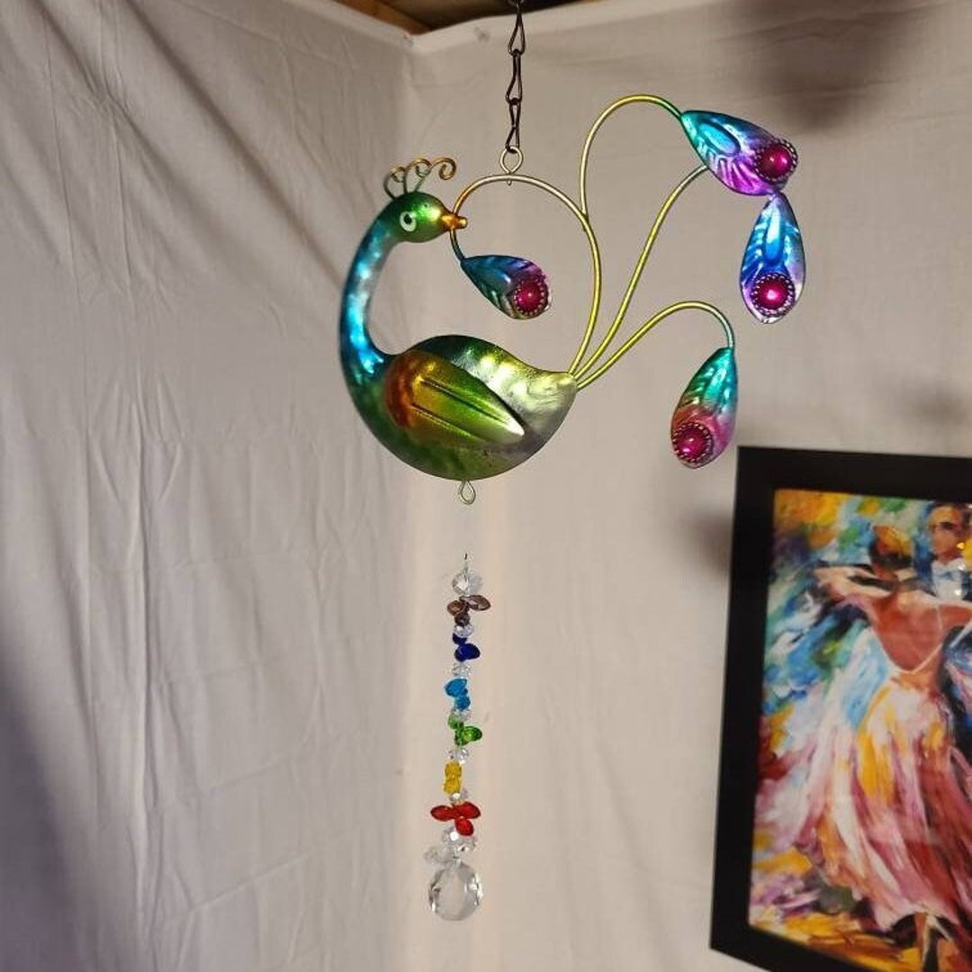 Peacock Chakra Hanging Crystal Globe - Etsy