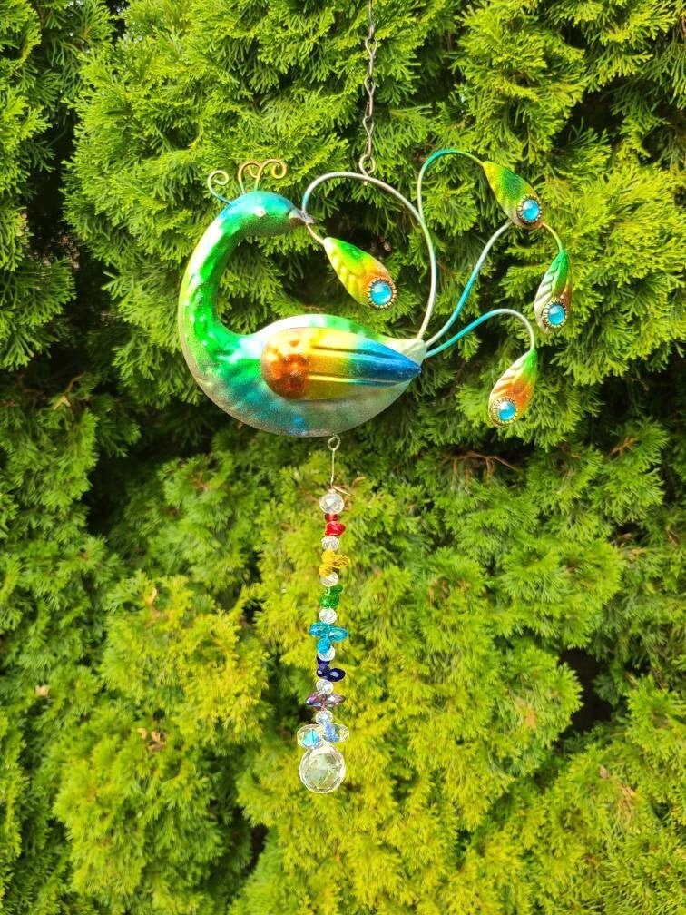 Peacock Chakra Hanging Crystal Globe - Etsy