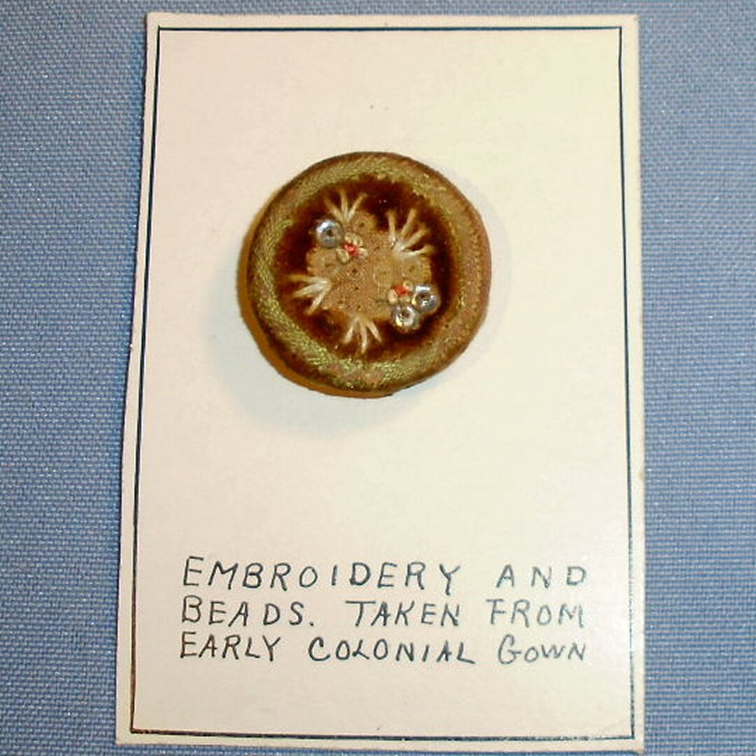 Colonial 1700s Embroidered Cloth Button - Etsy