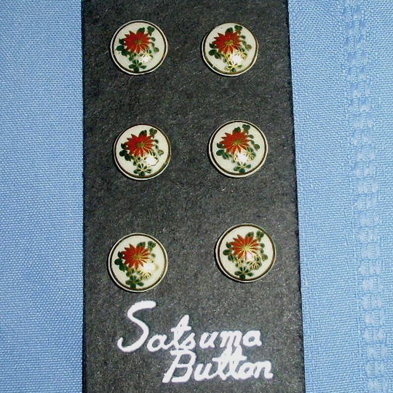 Satsuma Porcelain Floral Buttons Set of 6 on Original Card - Etsy