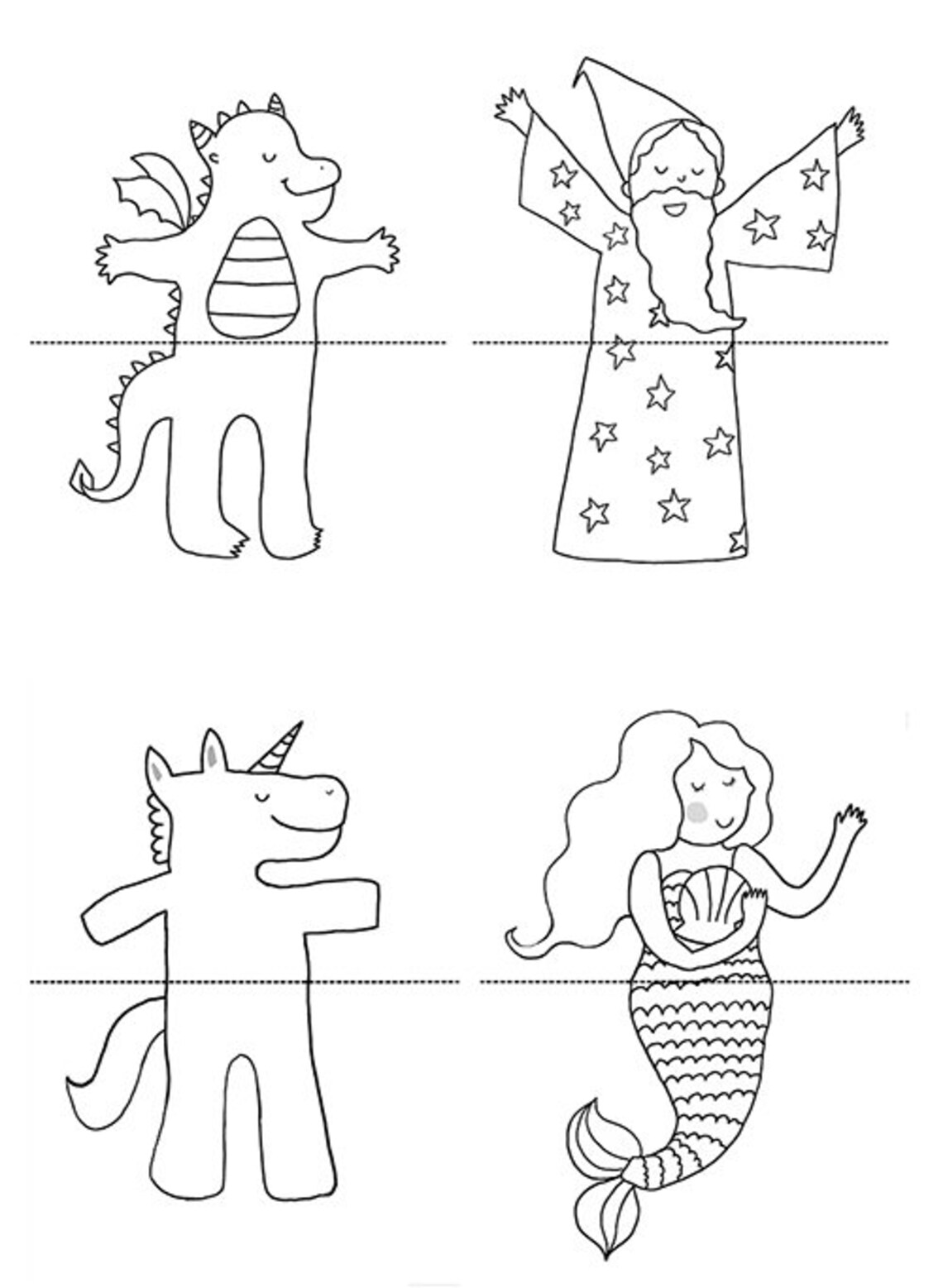 Magical Creatures Print Your Own Colouring Activity Sheets - Etsy