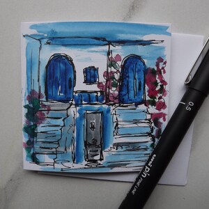 Greek Doors Set of 5 Hand Painted Water Colour Cards. Greece Notelets ...