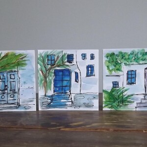Greek Doors Set of 5 Hand Painted Water Colour Cards. Greece Notelets ...