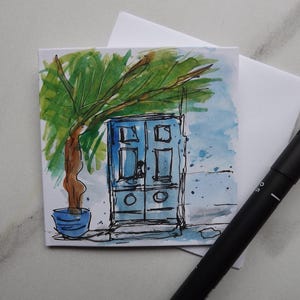 Greek Doors Set of 5 Hand Painted Water Colour Cards. Greece Notelets ...