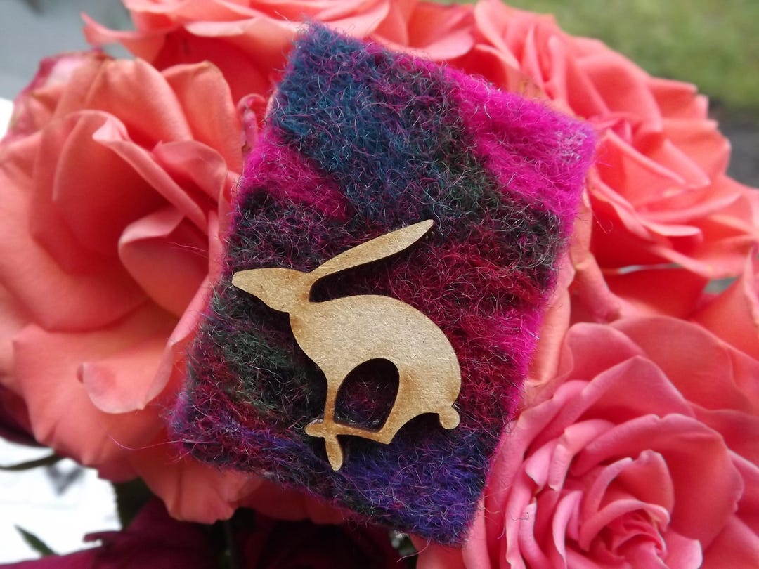 Pretty Hand Felted Brooch With Running Hare - Inspired by Moorland ...