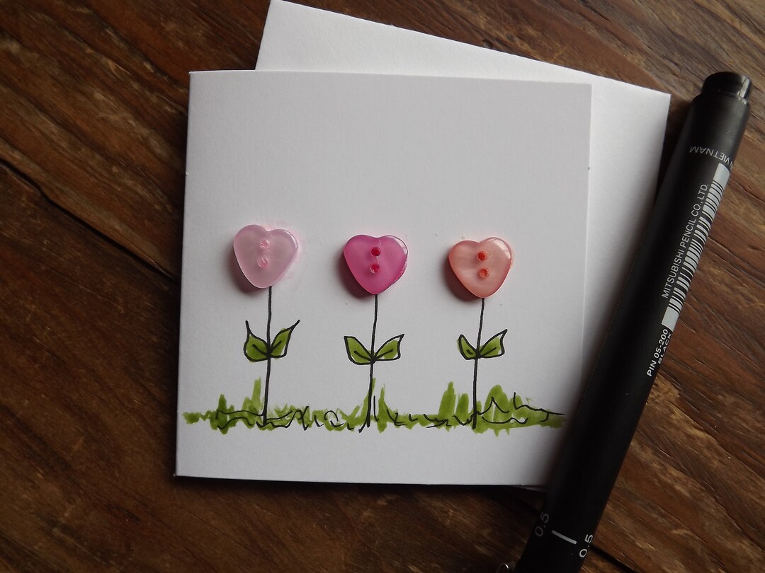 Pretty Heart Flower Card Handmade With Watercolour and Pretty Pastel ...