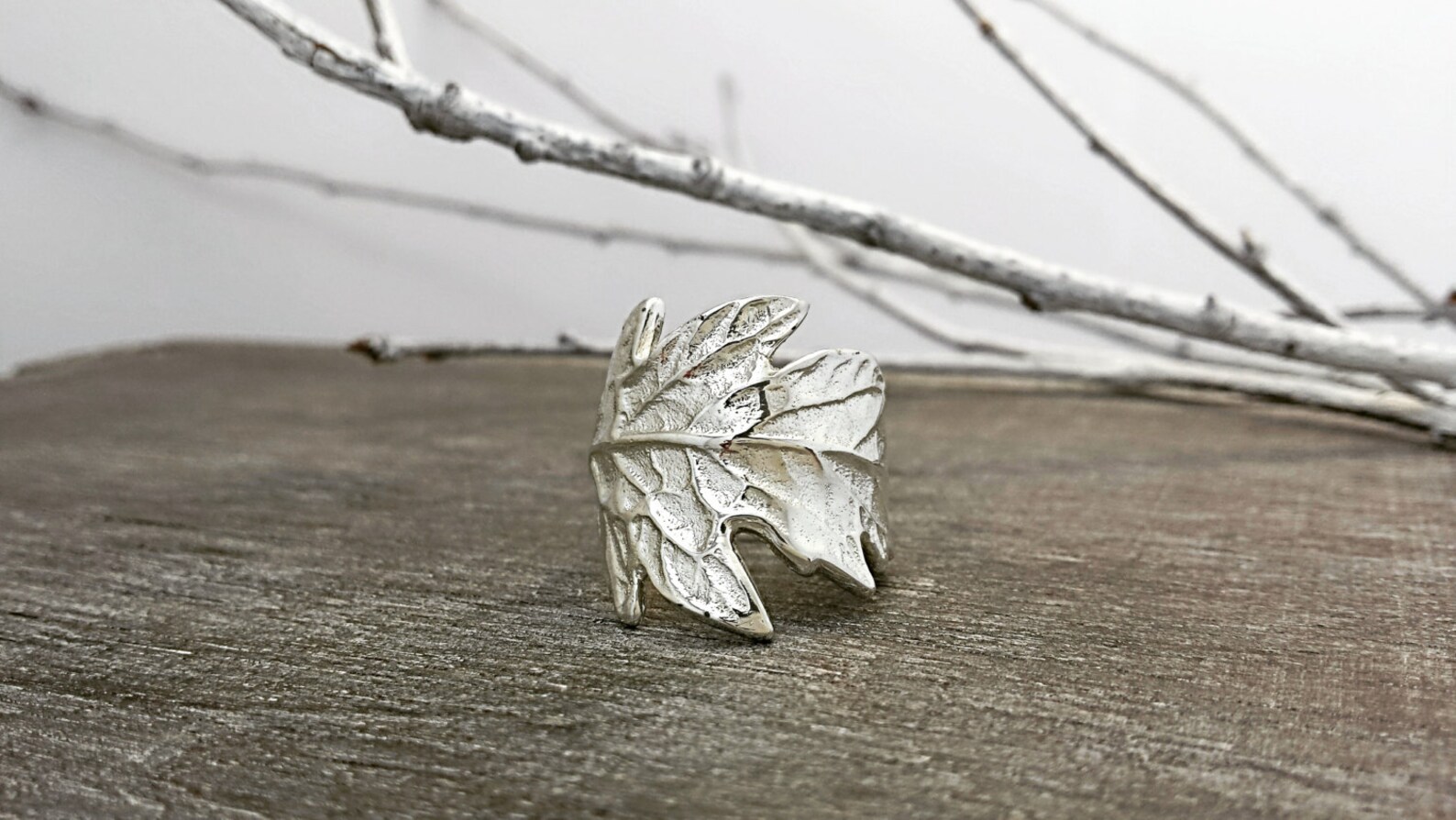 Silver Leaf Ring Leaf Jewelry Woodland Jewelry Botanical - Etsy