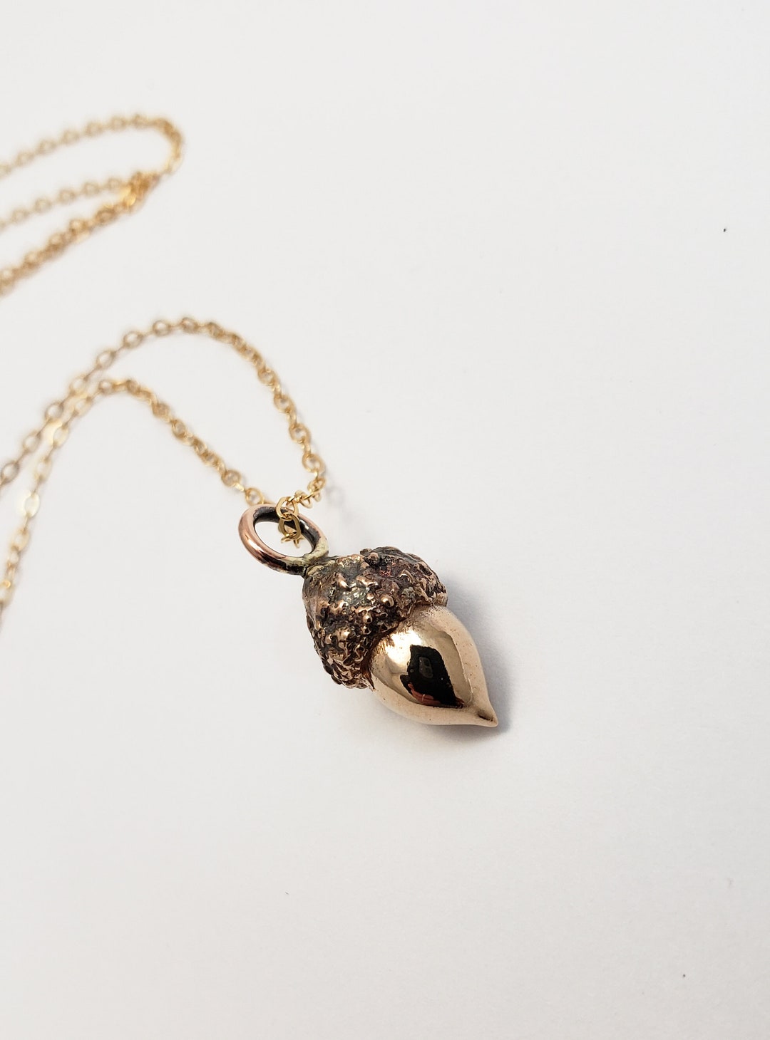 Gland de chêne, collier en bronze, or 14k - Etsy Canada