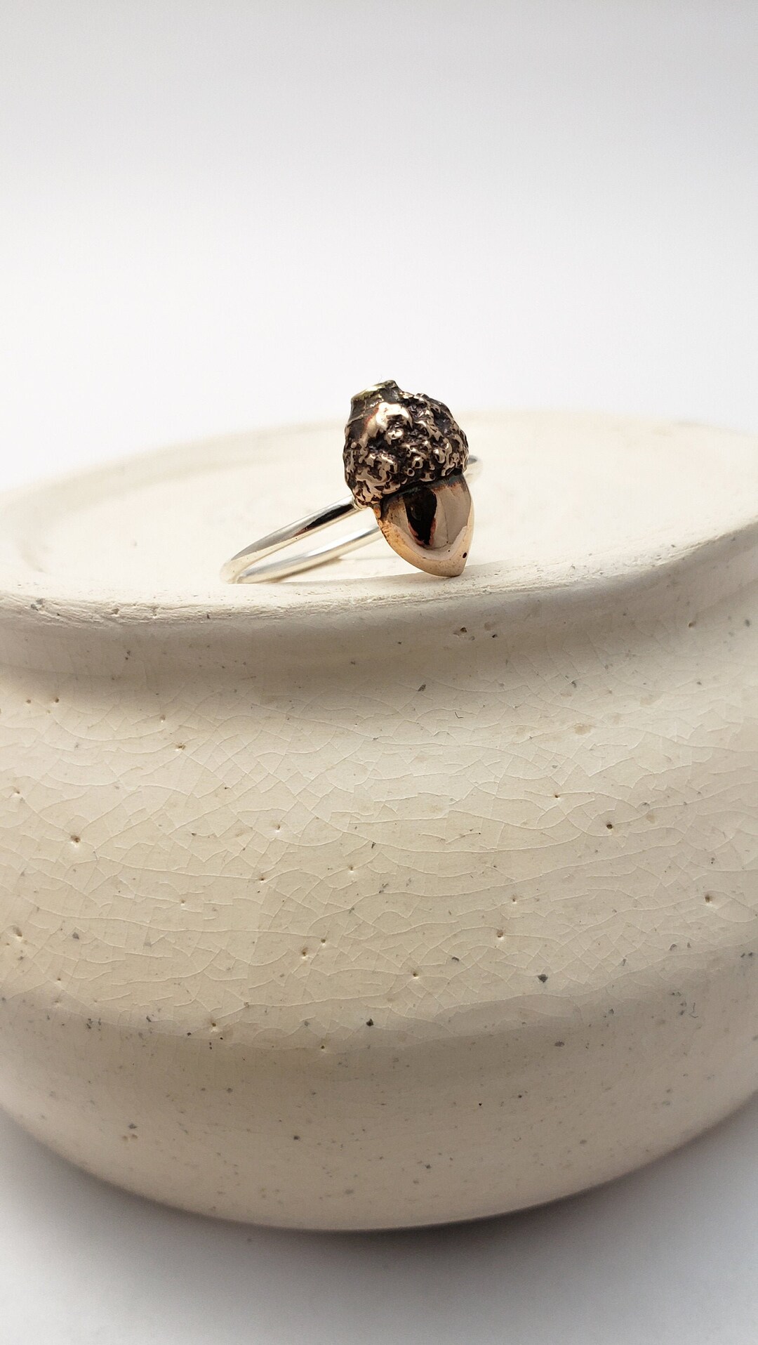 Bronze and Sterling Silver Acorn Ring, Botanical Jewelry - Etsy Singapore