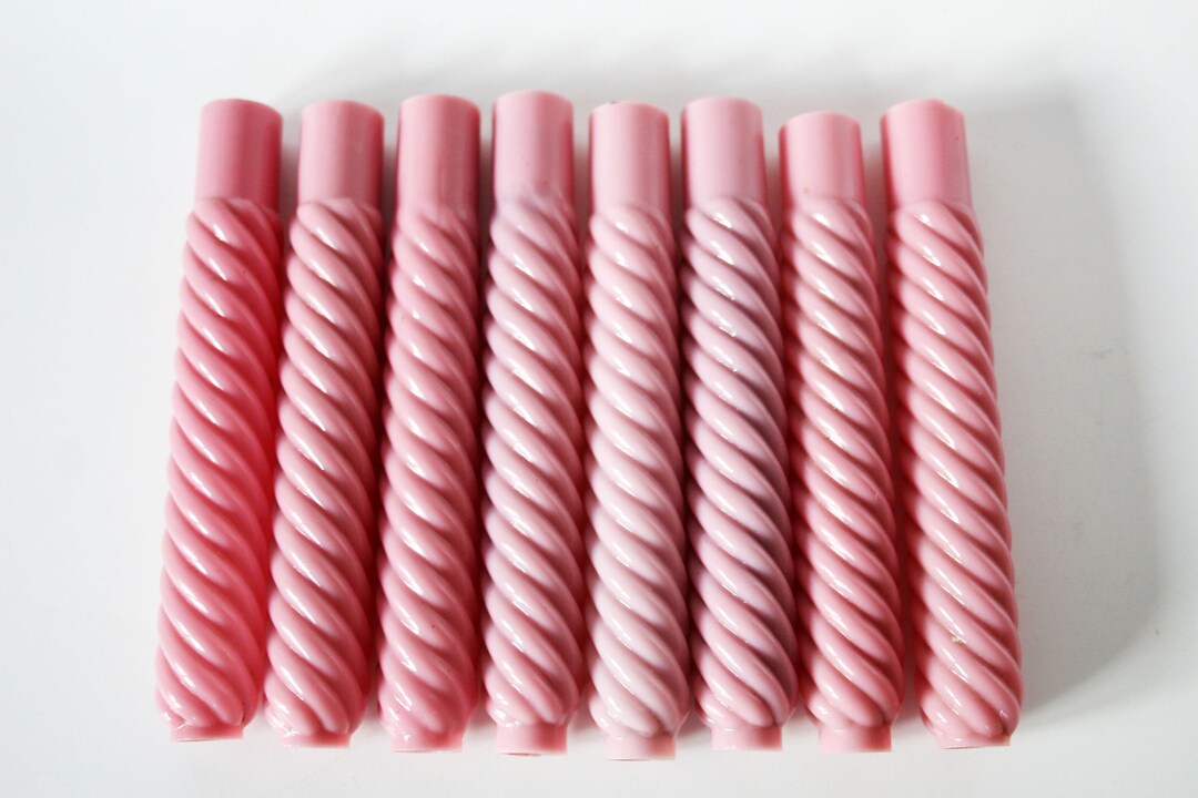 8 Antique French or Belgium Pink Opaline Glass Candle Cover Parts ...