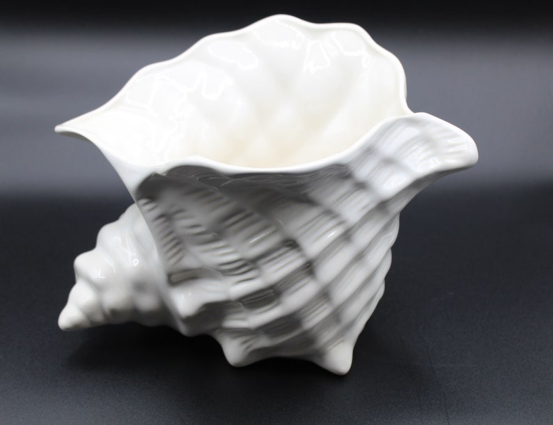 Large White Ceramic Planter Seashell Conch Shell Beach - Etsy