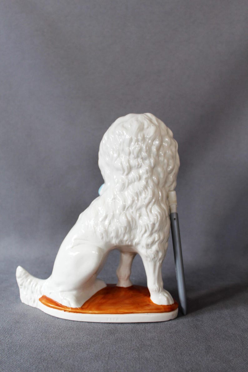Large Antique Mantel Porcelain Poodle Dog With Basket, German Wally Dog ...