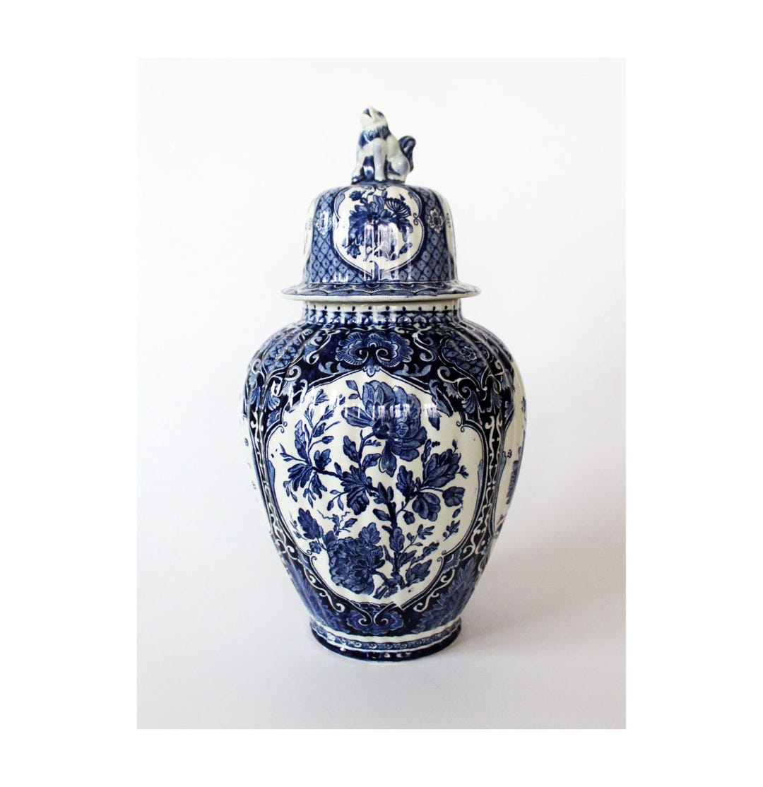 Large Vintage Ceramic Petrus Regout Royal Sphinx Maastricht Lidded ...