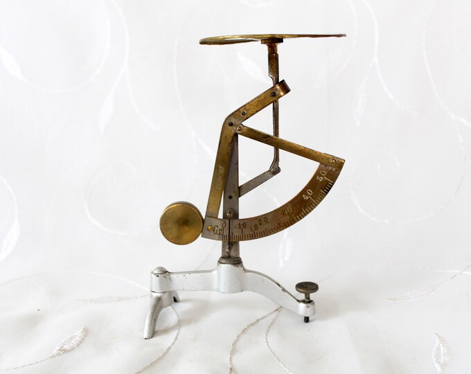 Vintage French Travelling Letter Scale, Metal and Brass Scale, 50 Grams ...