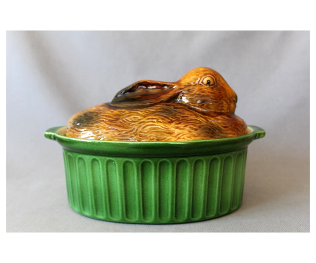 Large Vintage Ceramic French Rabbit Terrine, Animal Casserole Dish ...