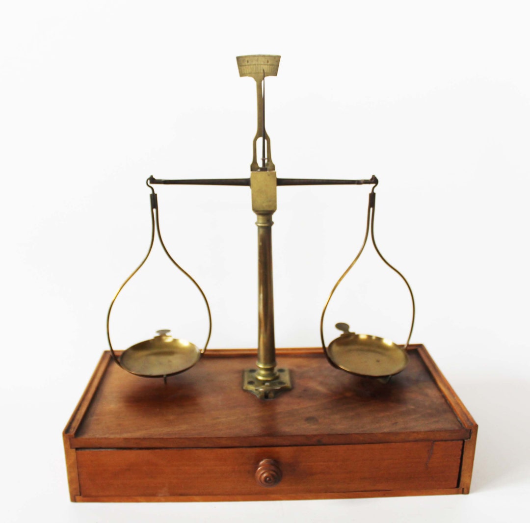 Antique 19th Century Scale, Gold Scale, With Drawer, Brass Structure ...