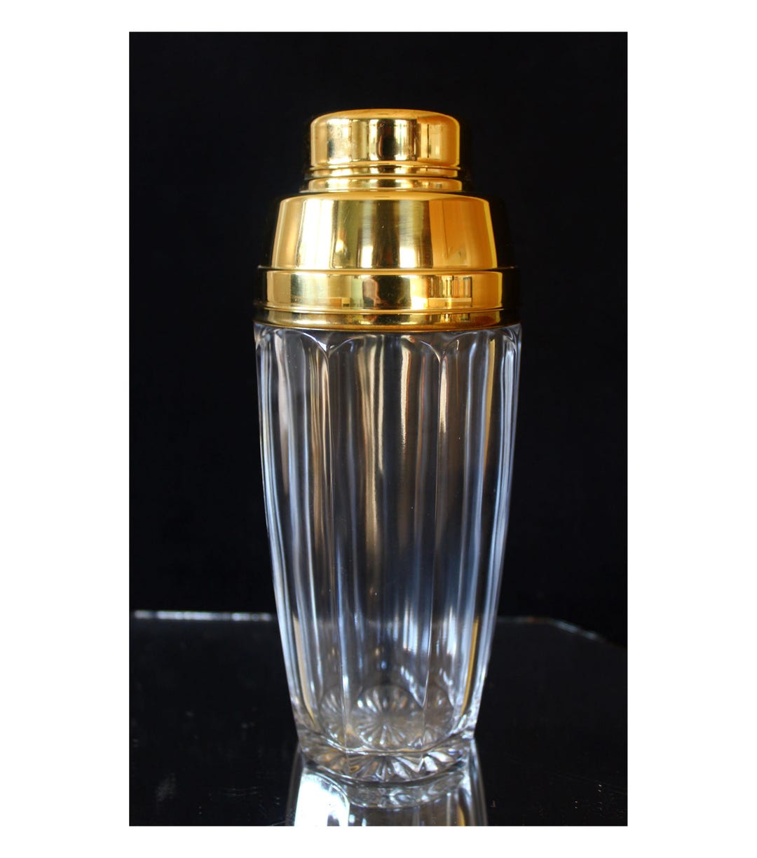 Vintage Crystal Glass Cocktail Shaker With Chrome Top, Sifter, Cork ...