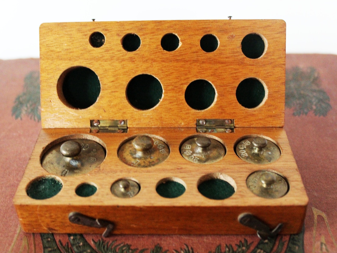 Antique Apothecary Balance Scale Weights in Box, Some Missing, Comes ...