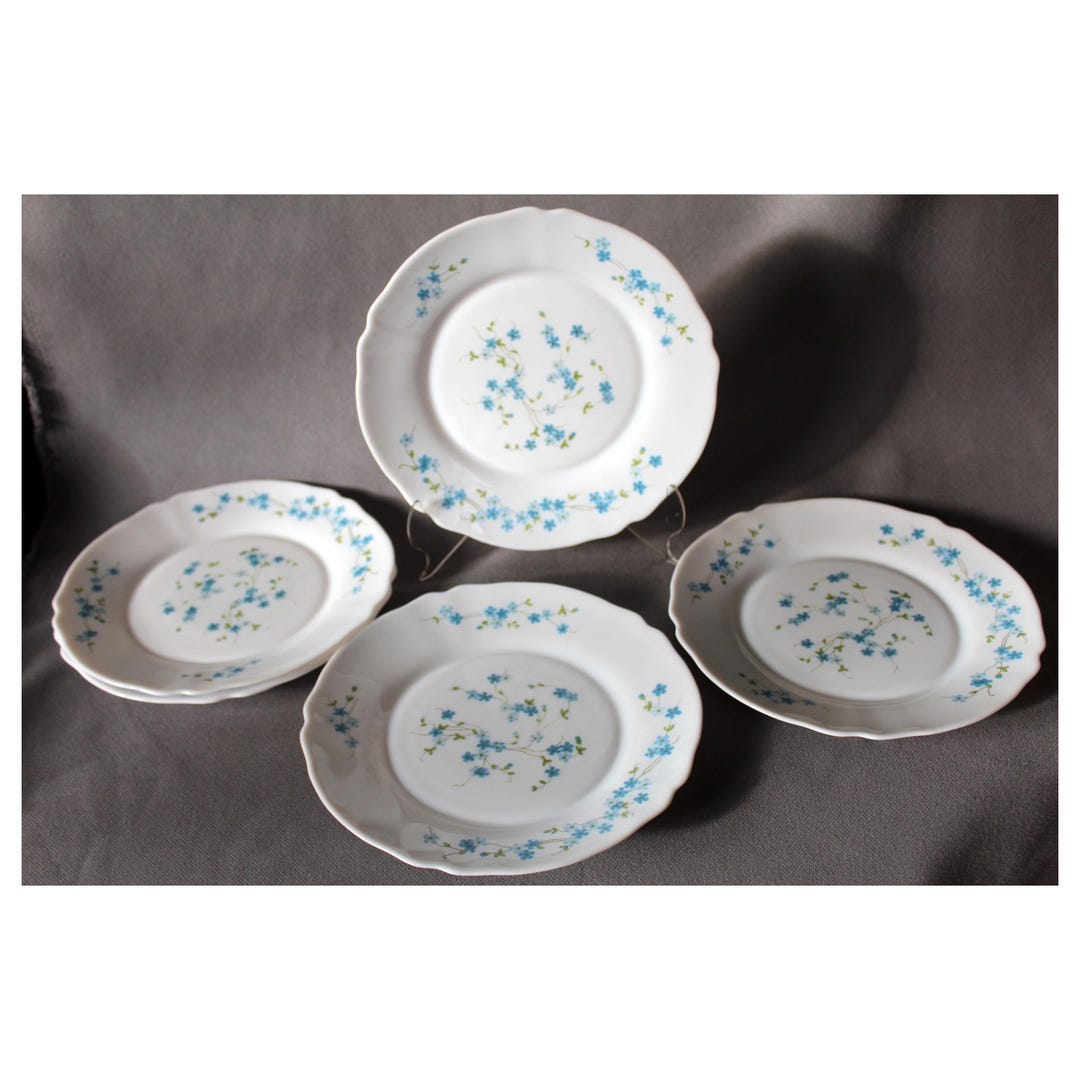 Set of 5 Vintage Arcopal ARC France Veronica Myosotis Dinner Large ...