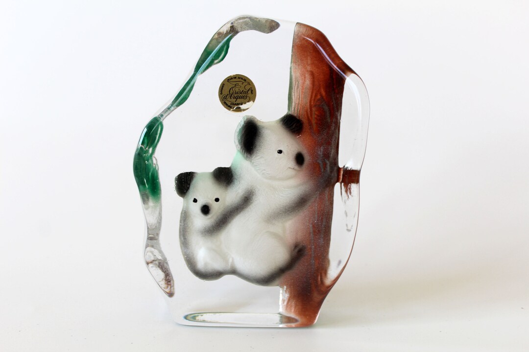 Vintage Crystal Koala Bear Glass Paperweight, Figurine Cristal D'arques ...