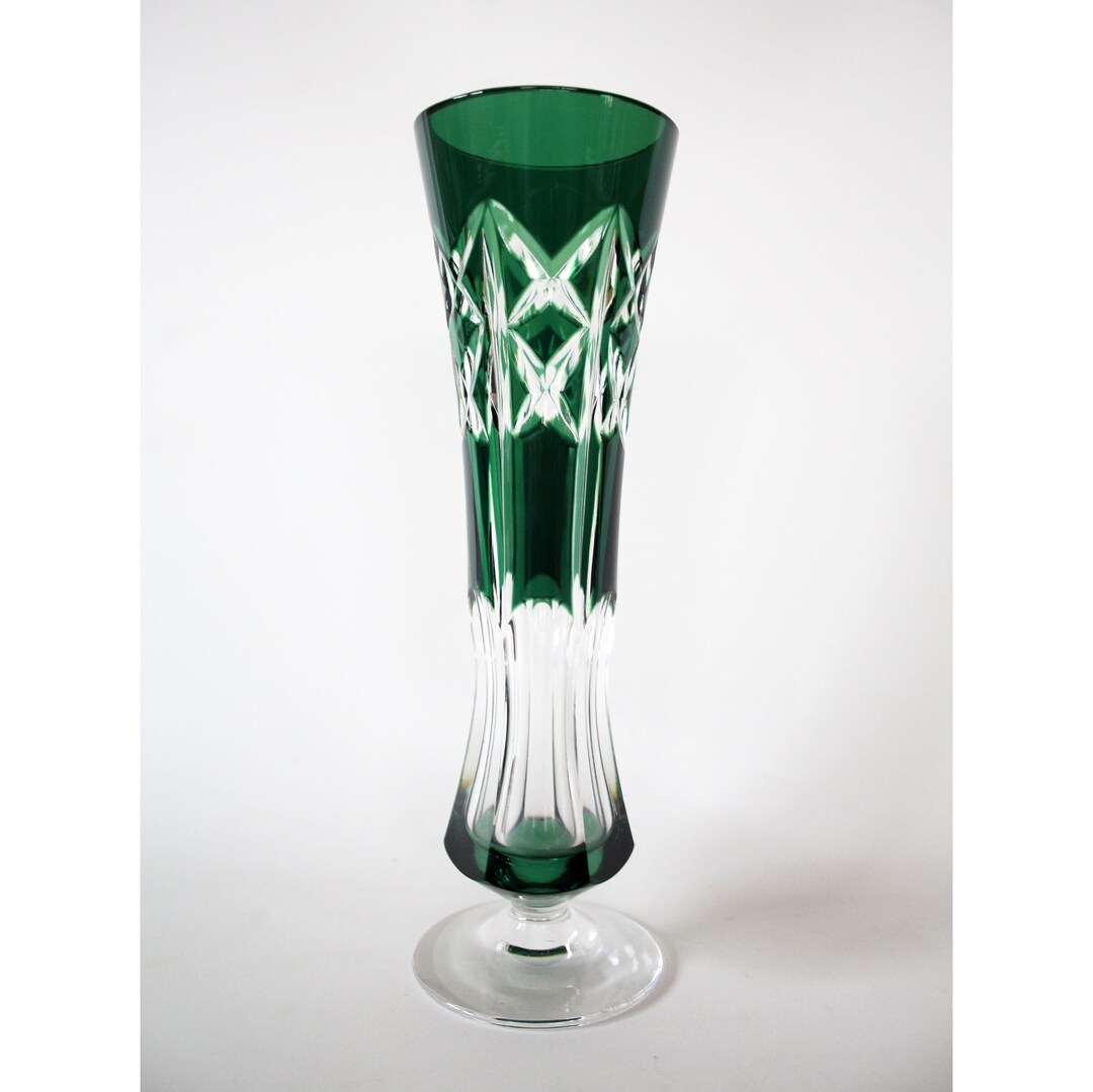 Vintage Circa 1970s VSL Val Saint Lambert Emerald Green Crystal Glass ...