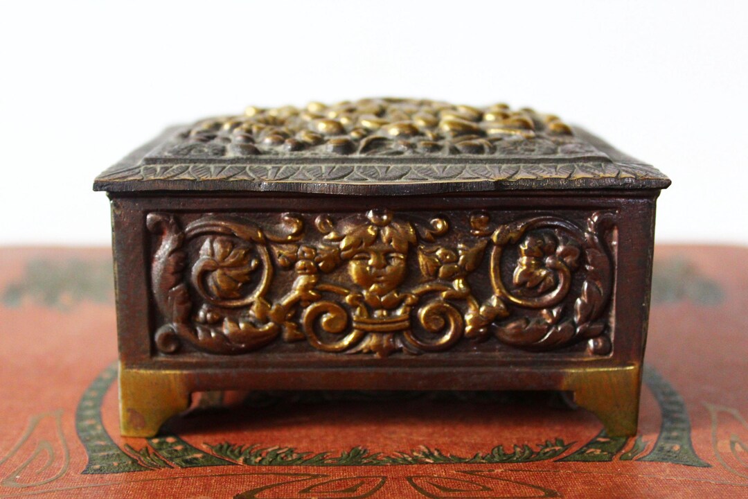 Vintage Brass Jewelry Box, Embossed Box, Trinket Box, Ornate Decoration ...