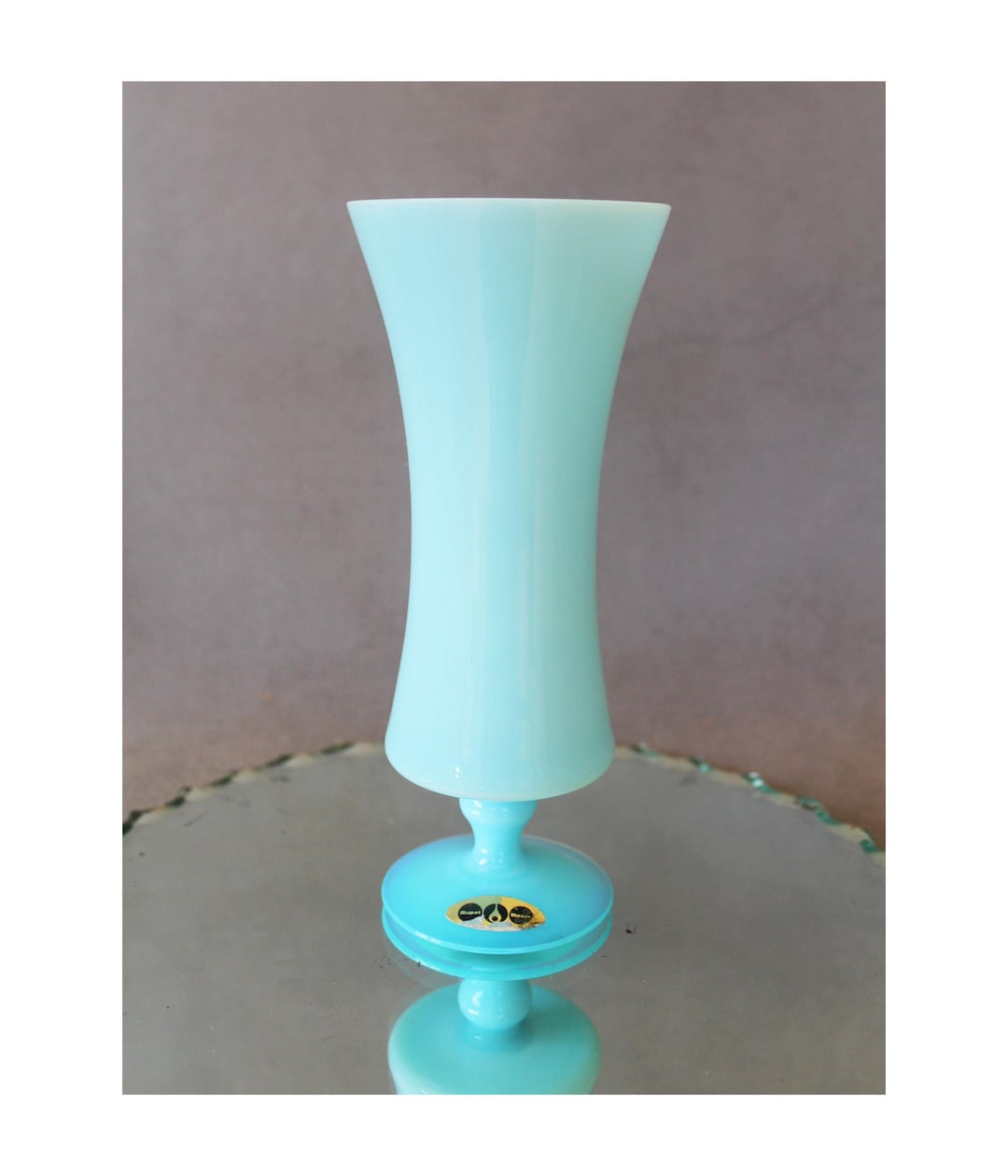 Vintage Turquoise Blue Opaline Glass Vase, Art Glass Bud Vase ...
