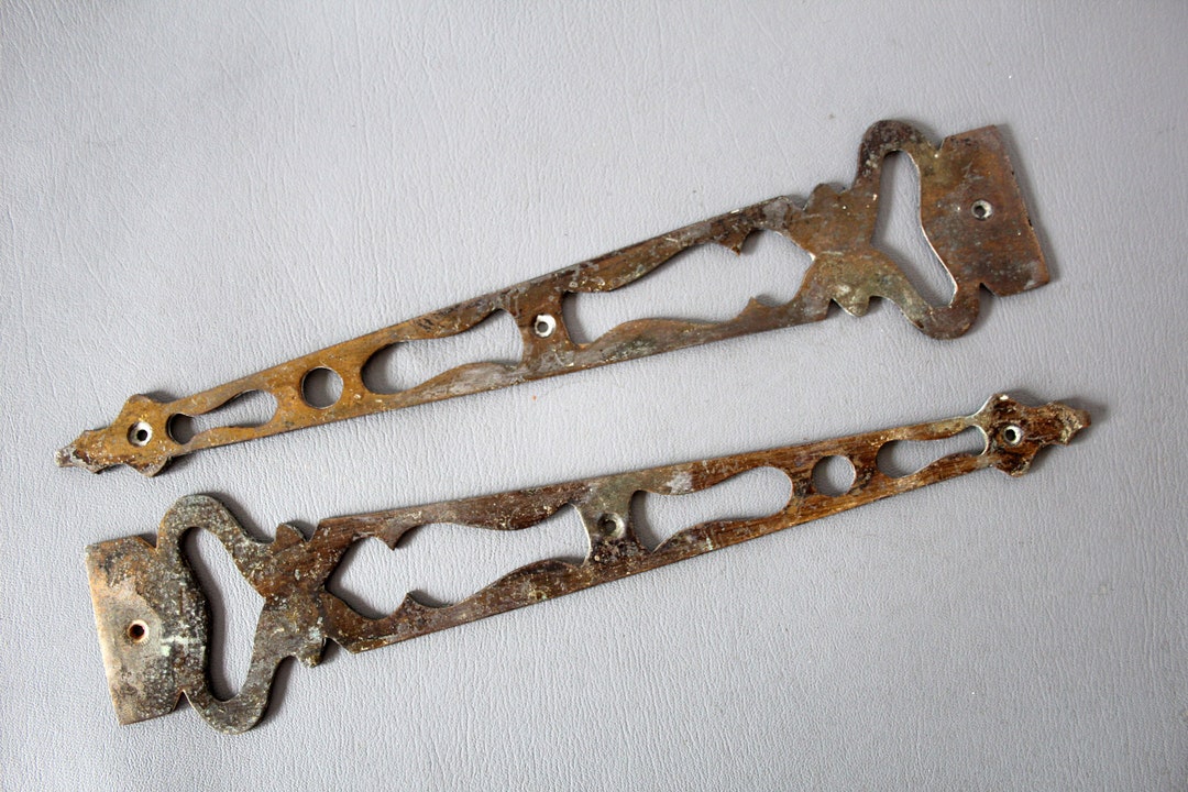 2 Vintage Metal Door Hinges, Large and Long, Castle Door, External ...