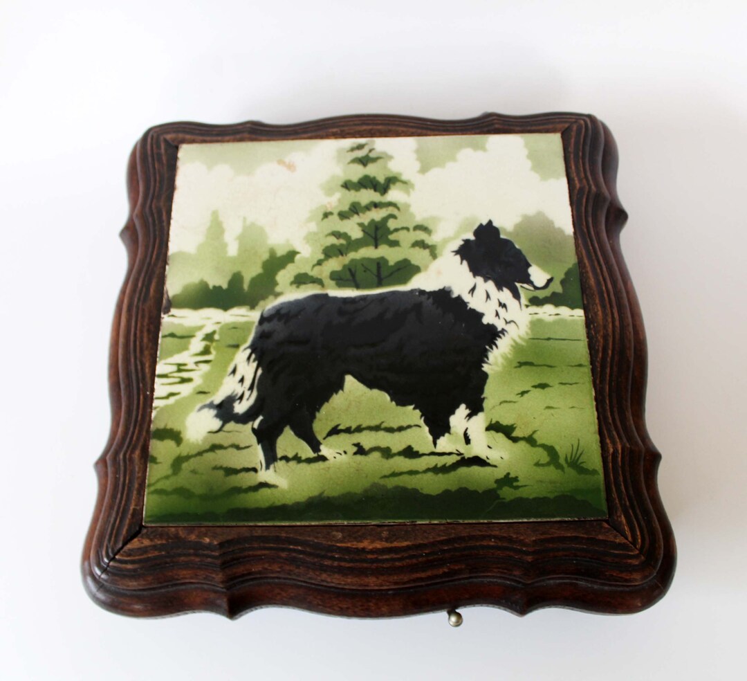 Large Antique Art Deco French Carved Wood Tile Trivet, Music Box, Waltz ...