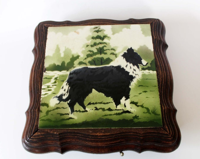 Large Antique Art Deco French Carved Wood Tile Trivet, Music Box, Waltz ...