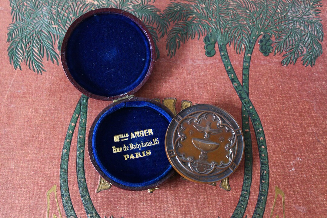 Antique Stokes & Martin Copper Medal, French Text, Dates 1881, Baptism ...