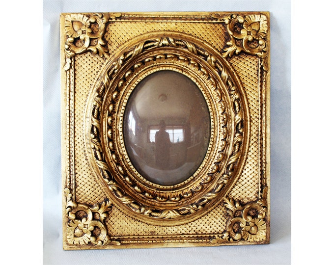 Large Antique Circa 1900s Wood Frame With a Convex Glass, Wall Hanging ...