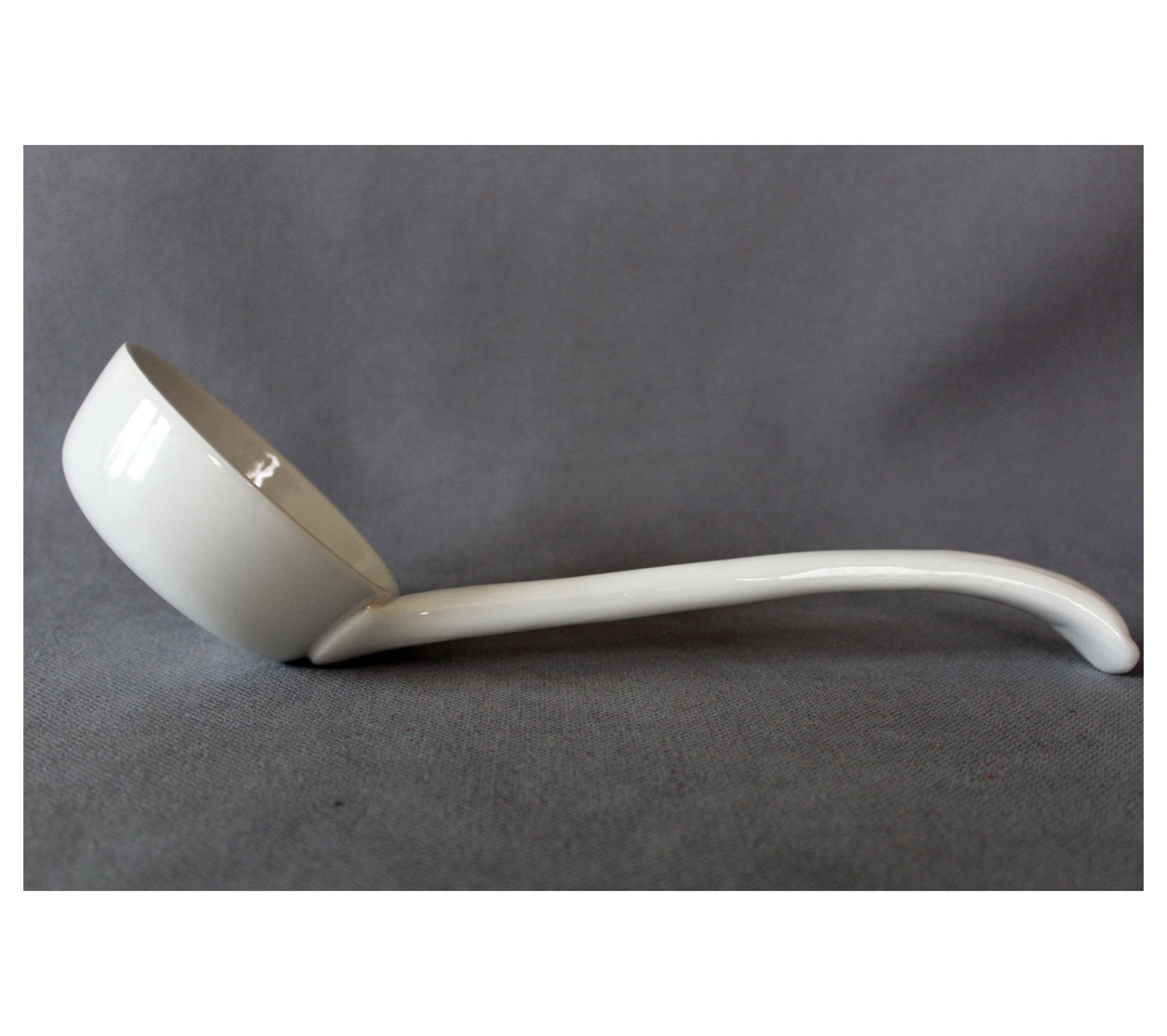 Vintage White Ironstone Ceramic Ladle, Victorian Serving Spoon, Ceramic ...