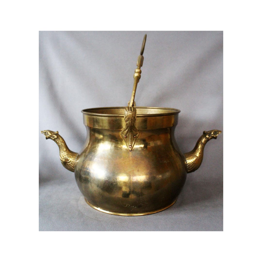 Extra Large Vintage Mecap Hammered Brass Planter, Two Spouts, Twin ...