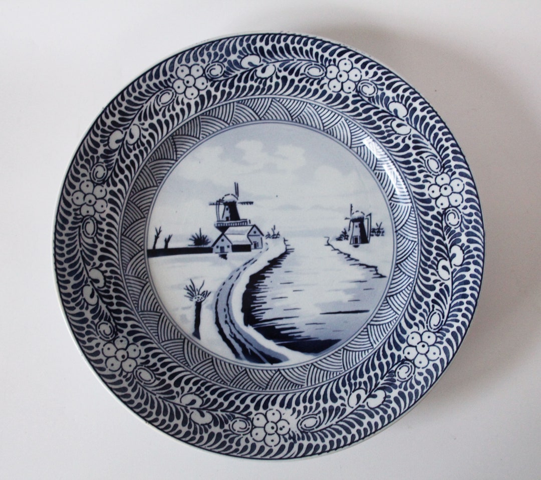 Antique Franz Anton Mehlem Bonn Ceramic Delft Plate Blue and - Etsy