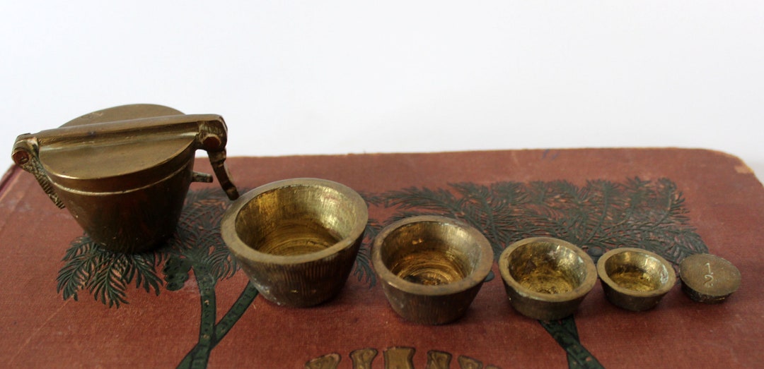 Vintage Brass Scale Weights, Nesting Weights, Hand Made, Measuring ...