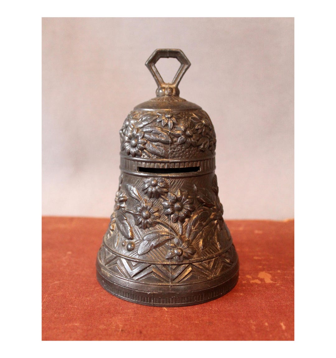 Vintage Early 20th Century Pewter Metal Bell Shaped Coin Bank, Piggy ...