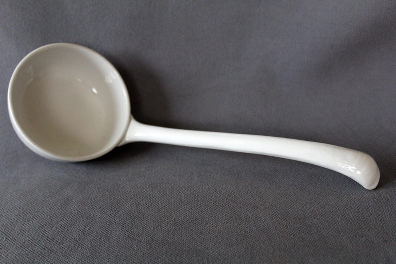 Vintage White Ironstone Ceramic Ladle, Victorian Serving Spoon, Ceramic ...