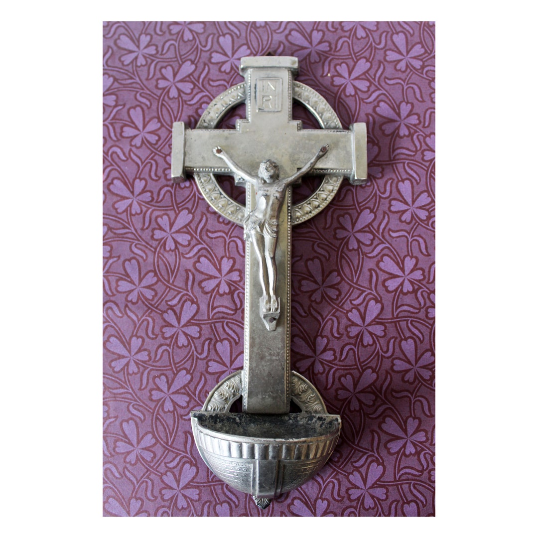Vintage Art Nouveau Holy Water Font, Holy Water Stoup, INRI, Janco ...