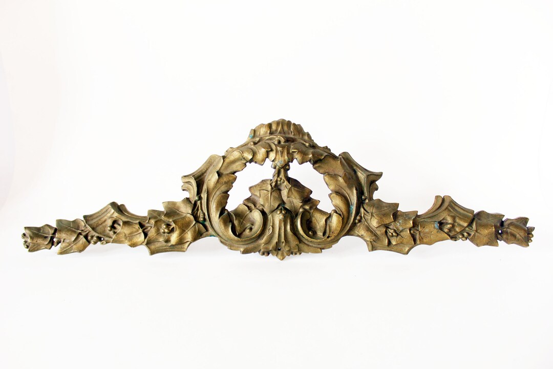 Antique French Ornate Bronze Pediment, Furniture Ornament, Over Door ...