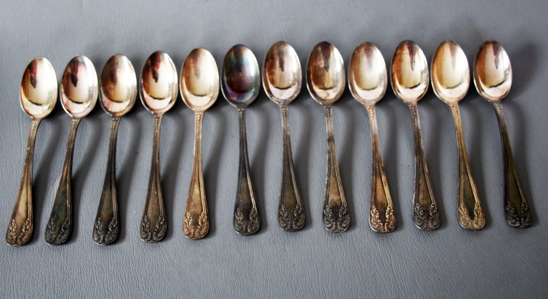 Antique Regency Style 12 Teaspoons, Small Spoons, French Floral, Silver ...