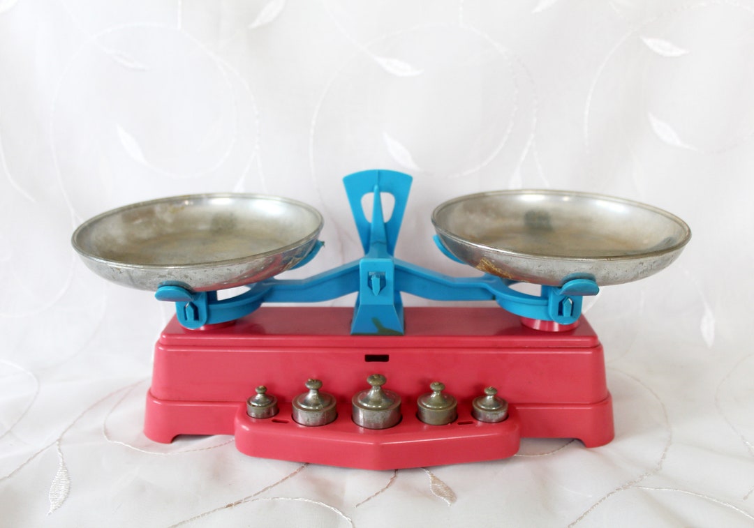 Vintage French Plastic Toy Weighing Scales, Child's Toy, Pretend Play ...
