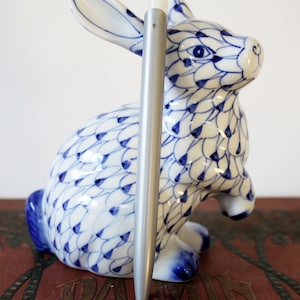 Vintage Ceramic Fishnet Rabbit, Ceramic Bunny, Andrea Sadek Style, Blue ...